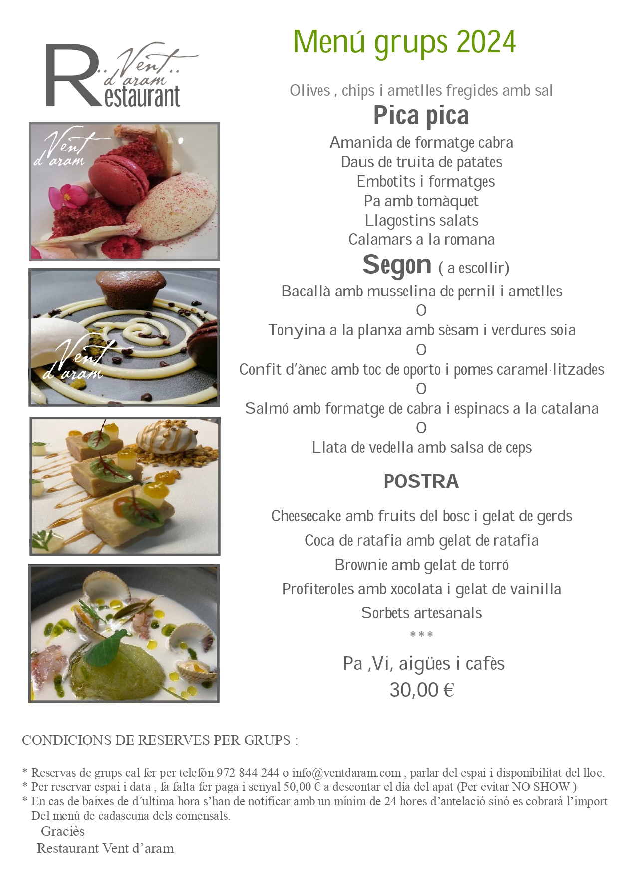 Menú Grups – Restaurant Vent d'Aram